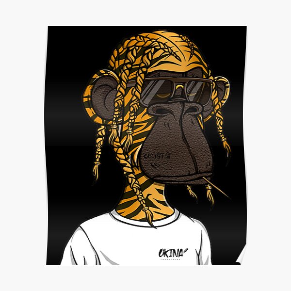 "NFT monkey in yellow like travis scott Bored Ape Yacht Club" Poster ...
