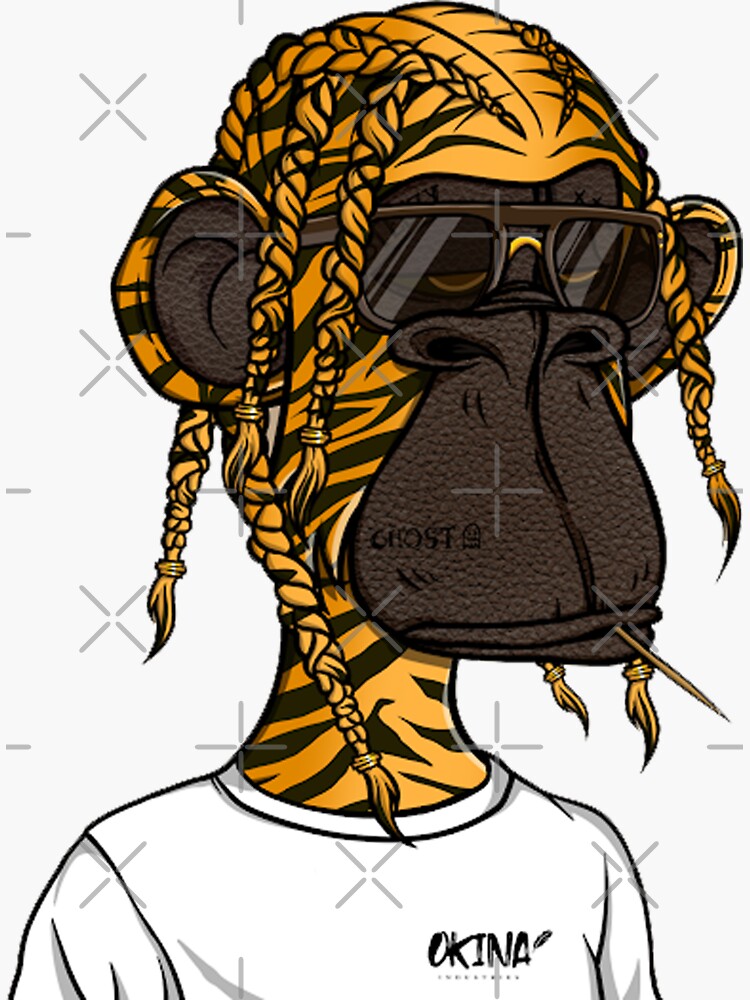 "NFT monkey in yellow like travis scott Bored Ape Yacht Club" Sticker ...