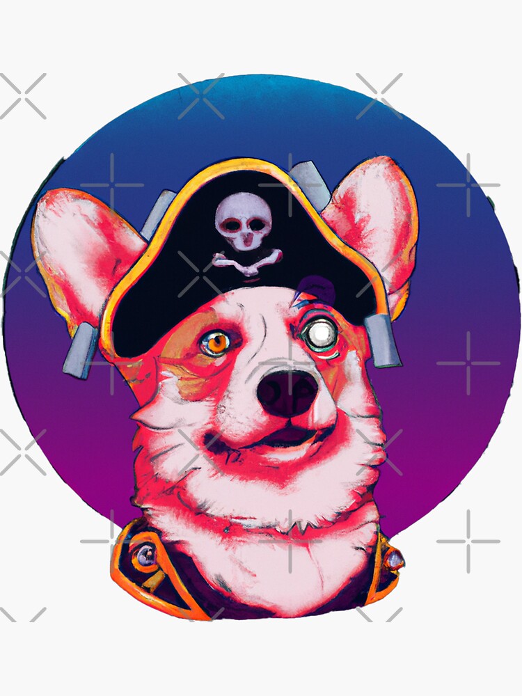 "Cyborg Pirate Corgi" Sticker for Sale by FTMCorgi | Redbubble