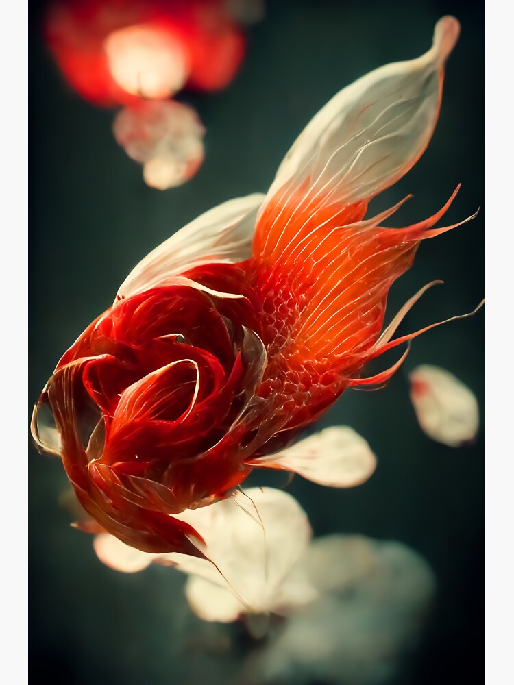 "Koi Fish Is Transforming Into a Rose" Sticker for Sale by ...