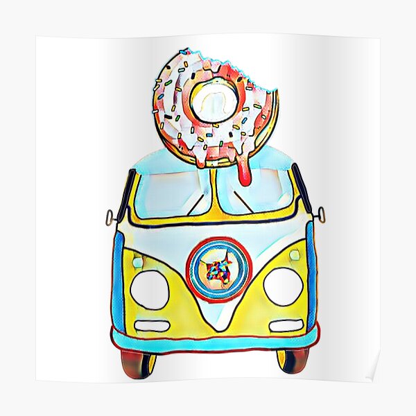 "donut car donut cartoon" Poster for Sale by Prapan | Redbubble