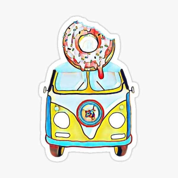 "donut car donut cartoon" Sticker for Sale by Prapan | Redbubble