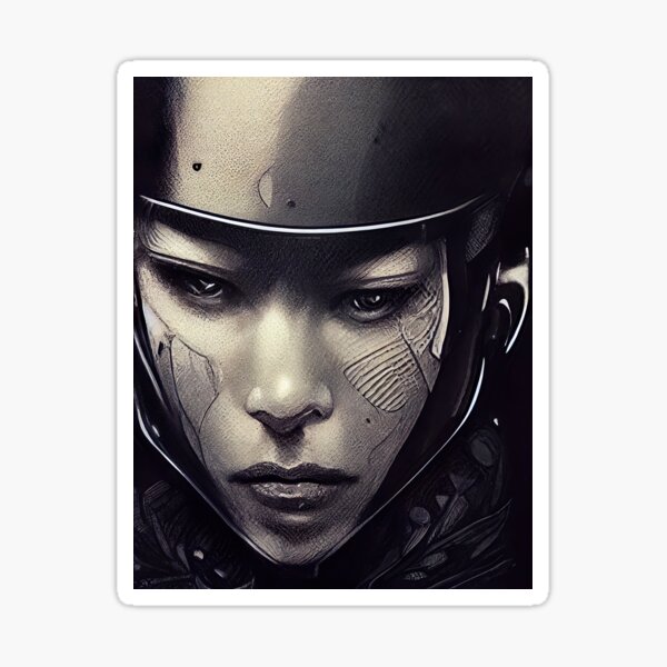 "Portrait of a thoughtful cyborg" Sticker for Sale by artistico-ai ...