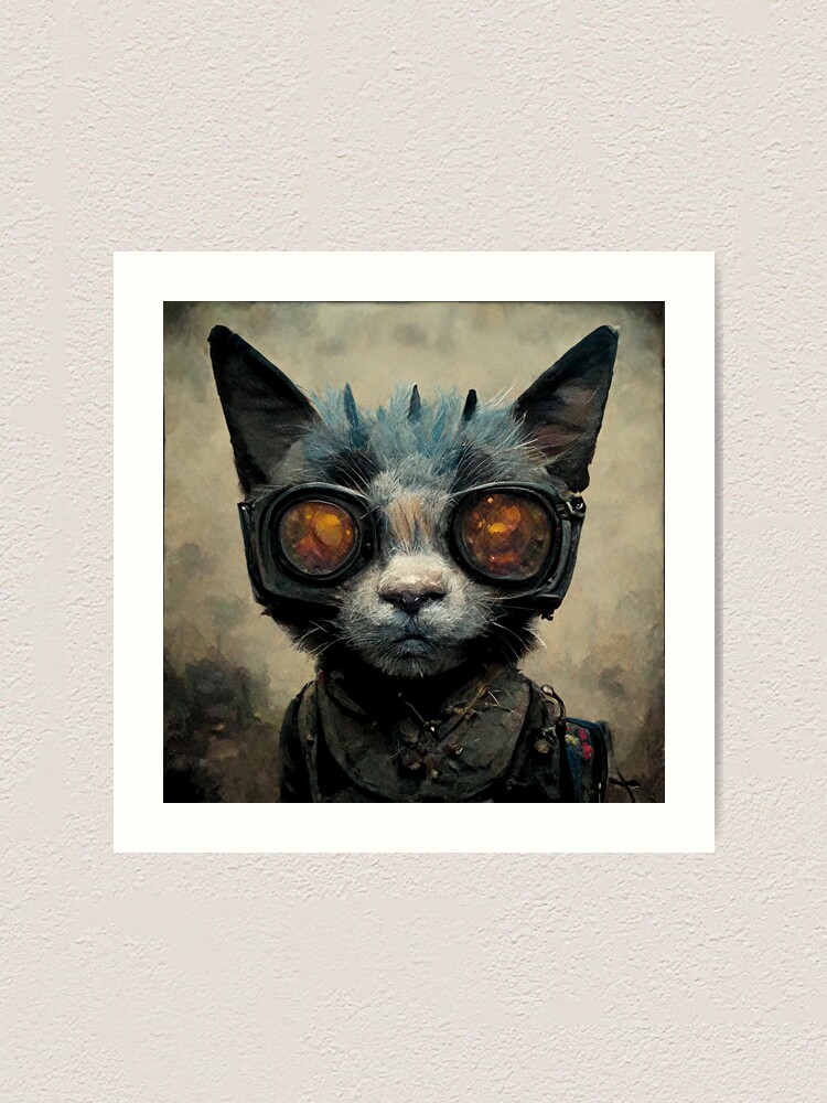 "Cute Kitten in a Post Apocalyptic War Painting" Art Print for Sale by ...