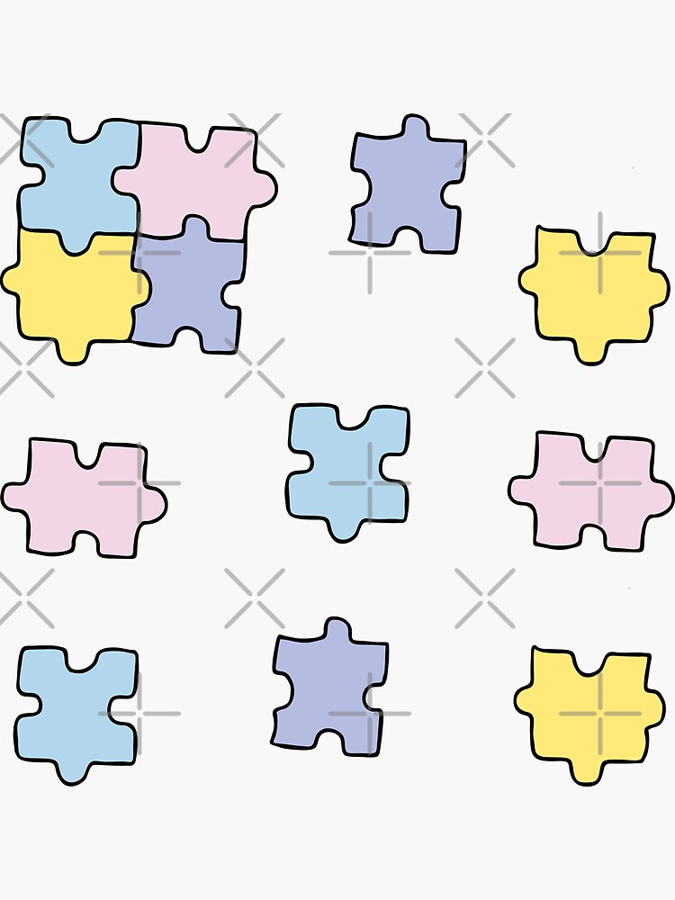 "Puzzle hand drawn puzzle pattern sticker pack" Sticker for Sale by ...