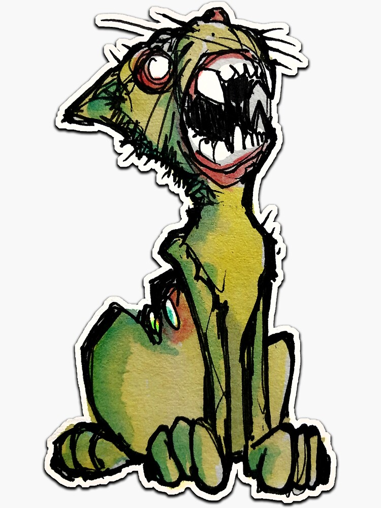 "Zombie Cat Meowler" Sticker for Sale by ArtistByron | Redbubble