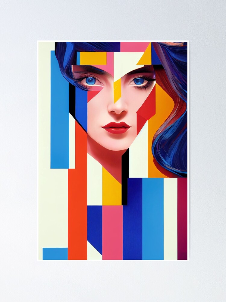 "Colorful Woman with Blue Eyes" Poster for Sale by CommandArt | Redbubble