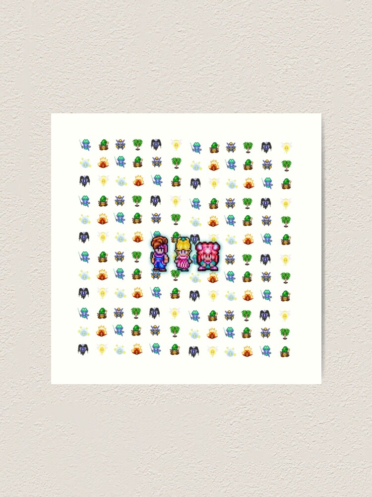 "Secret Of Mana Magic Sprites pattern with Characters" Art Print for ...