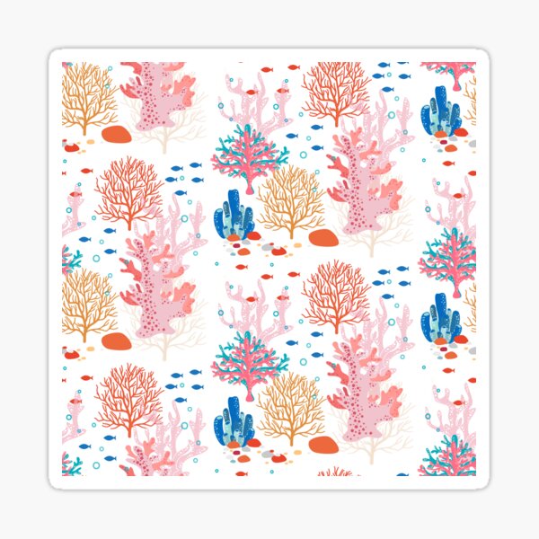 "Patterns of reef with corals, seaweed and fish" Sticker for Sale by ...