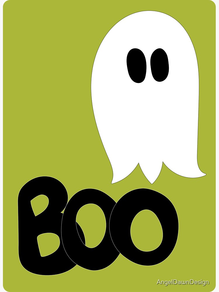 "Cute ghost cartoon with BOO text green frame" Sticker for Sale by ...