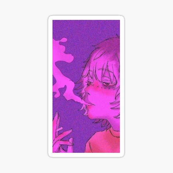 "Chill Pink Anime Girl" Sticker for Sale by Bermudis | Redbubble