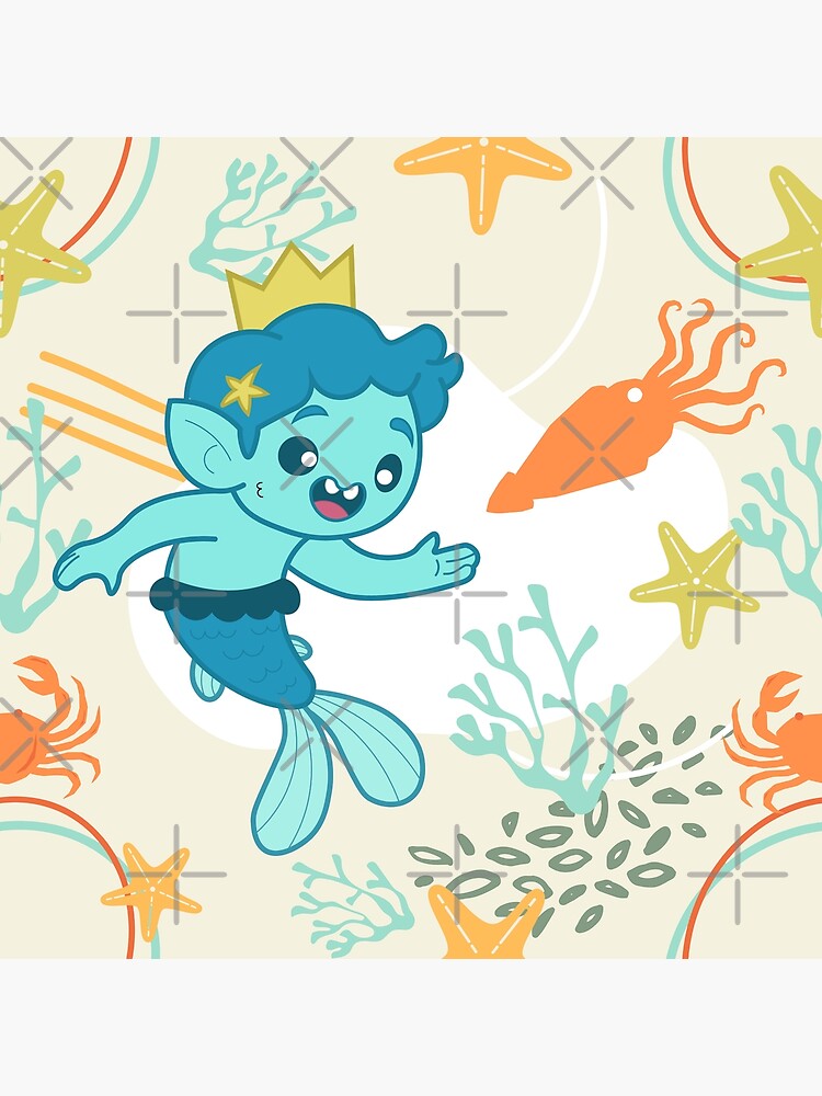 "The Blue Little Merboy - Light Background" Poster for Sale by Moeno ...