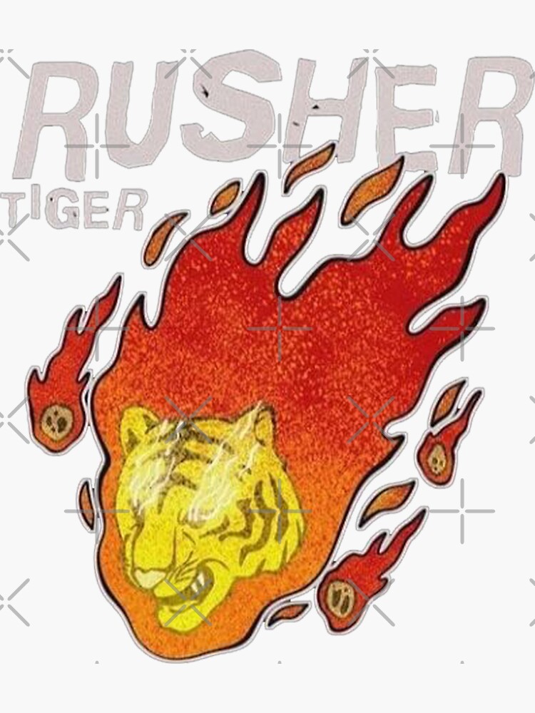 "Rusher Tiger Head On Fire" Sticker for Sale by SamirElh77 | Redbubble