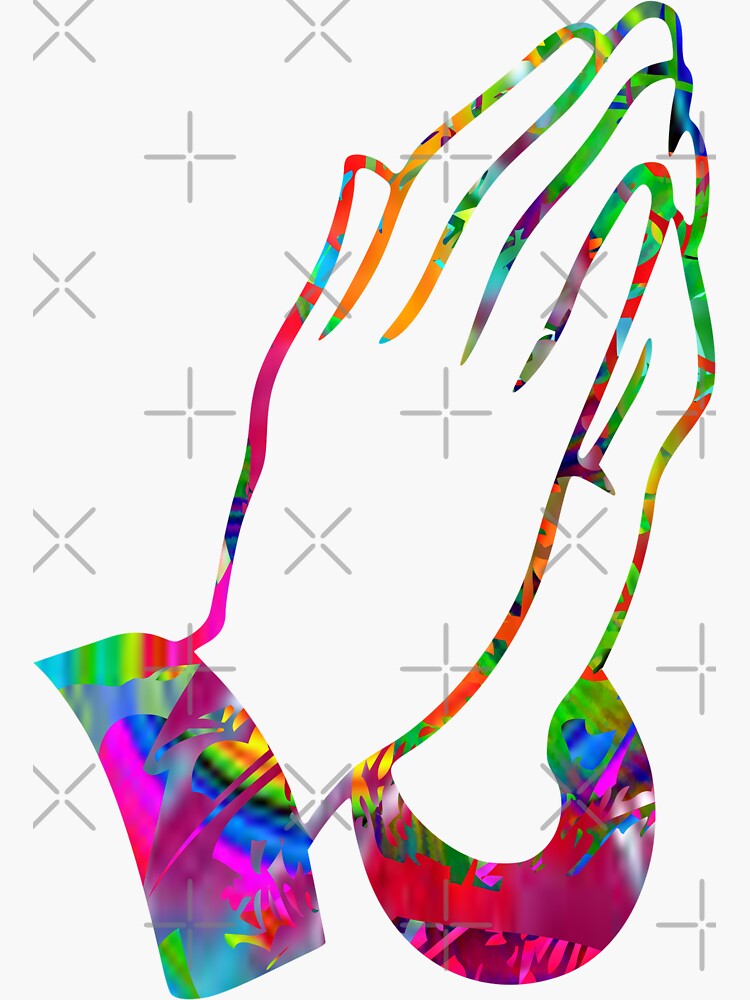 "Colorful Prayer Works Praying Hands " Sticker by ShyneR | Redbubble