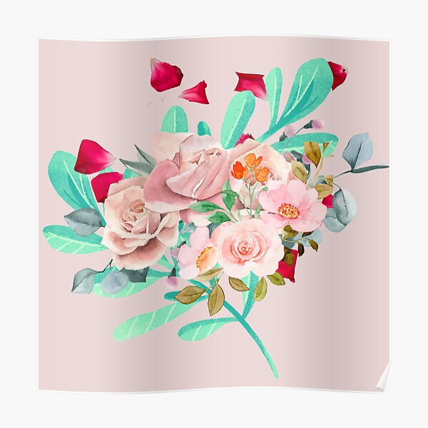 " classic pink roses" Poster for Sale by solana55 | Redbubble