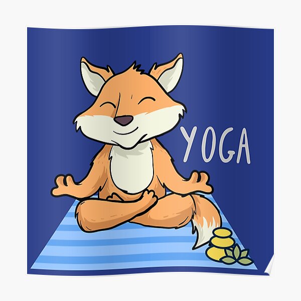 Póster «Happy Fox Yoga Design para los amantes de los animales salvajes ...