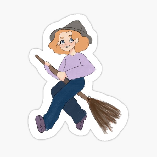 "Witch on Broom" Sticker for Sale by BlueDaisyArts | Redbubble