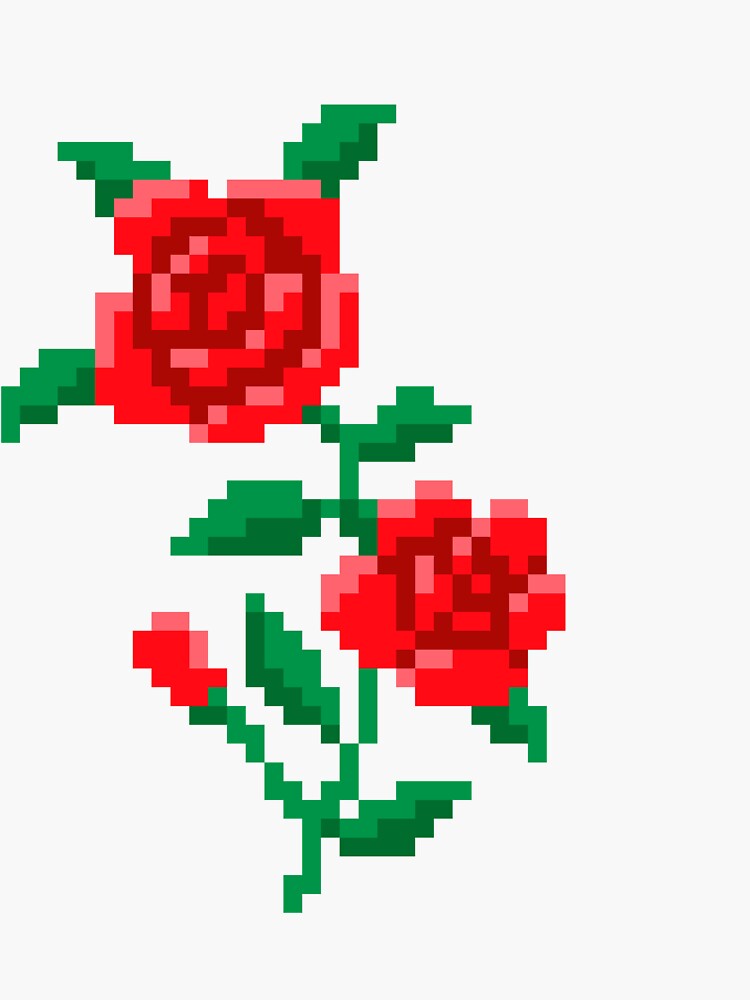 "Lovely Red Roses Pixel art" Sticker for Sale by Pixelitt | Redbubble