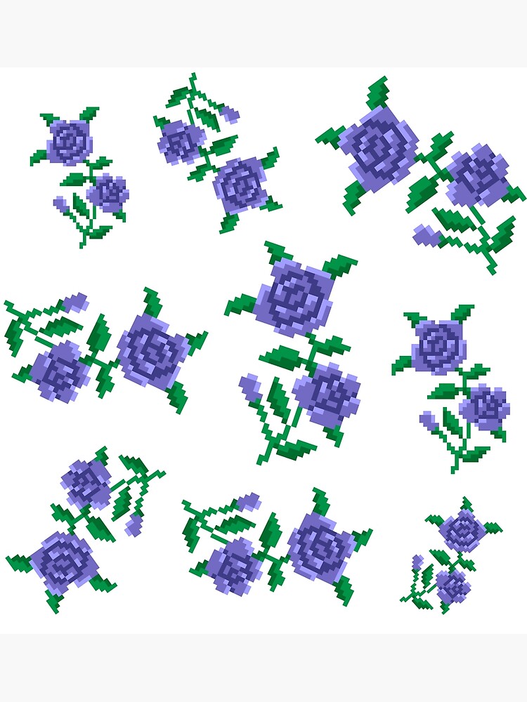 "Pretty Purple Blue Roses Pixel art" Poster for Sale by Pixelitt ...