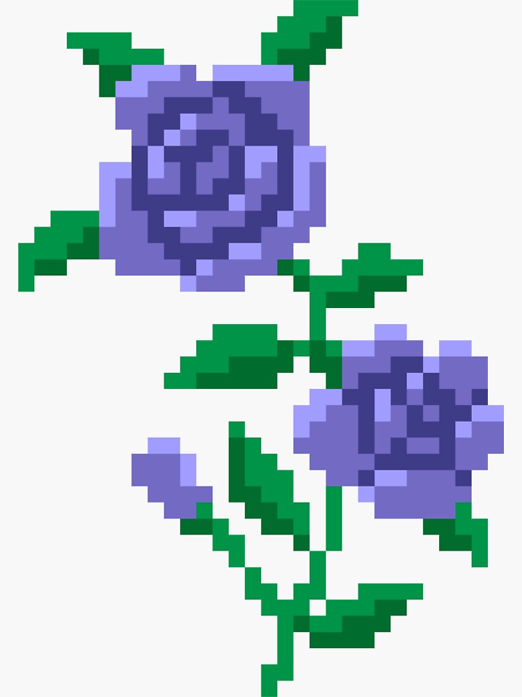 "Pretty Purple Blue Roses Pixel art" Sticker for Sale by Pixelitt ...