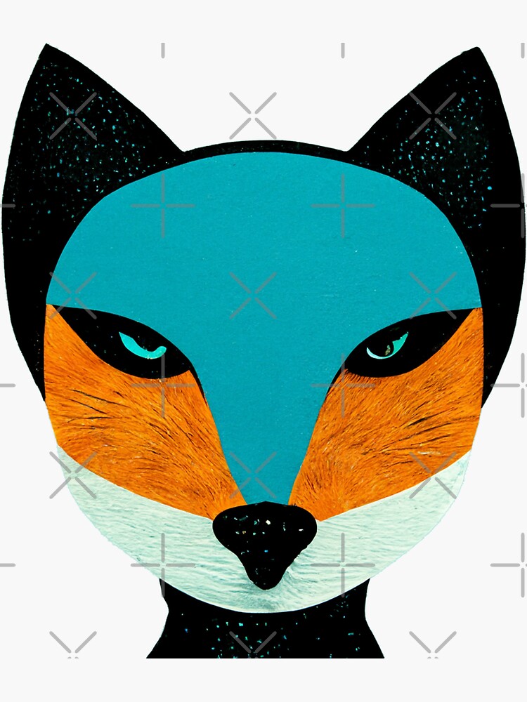 "Turquoise line art fox" Sticker for Sale by turquoisethings | Redbubble
