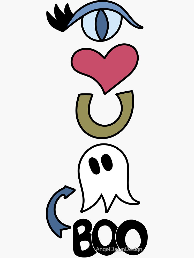 "Cute Eye Love You Boo Cartoon Text Art" Sticker for Sale by ...