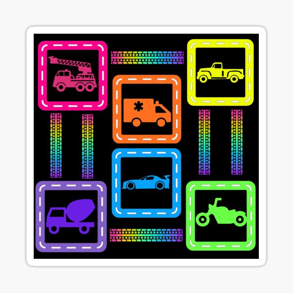 "Rainbow geometric vehicles" Sticker for Sale by KCAbdelnour | Redbubble