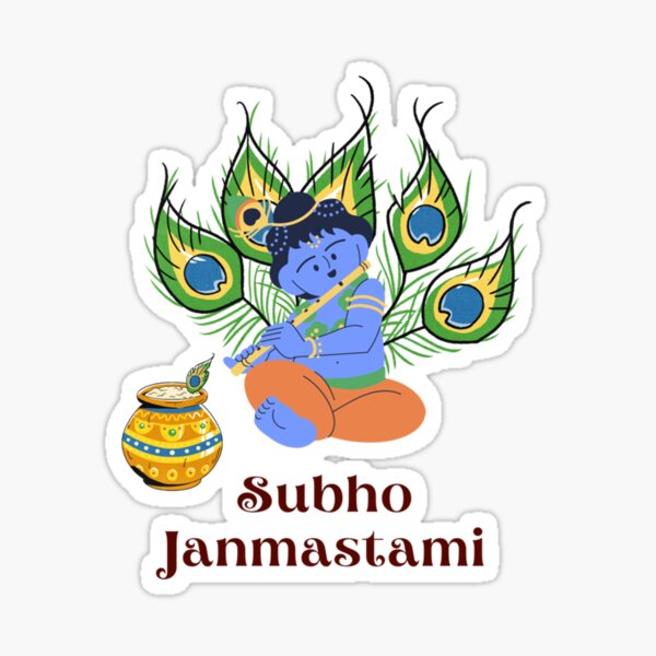 "Krishna Janmashtami Subho Janmashtami " Sticker for Sale by ...