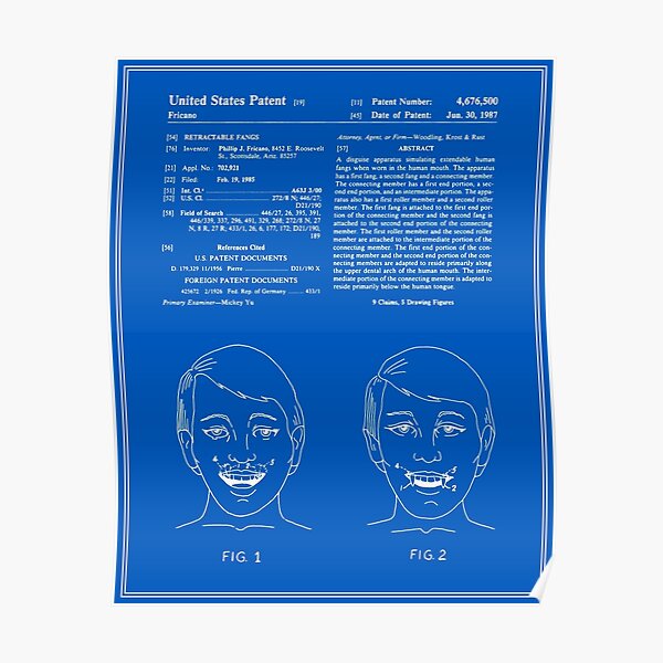 "Vampire Teeth Patent - Blueprint" Poster for Sale by FinlayMcNevin ...