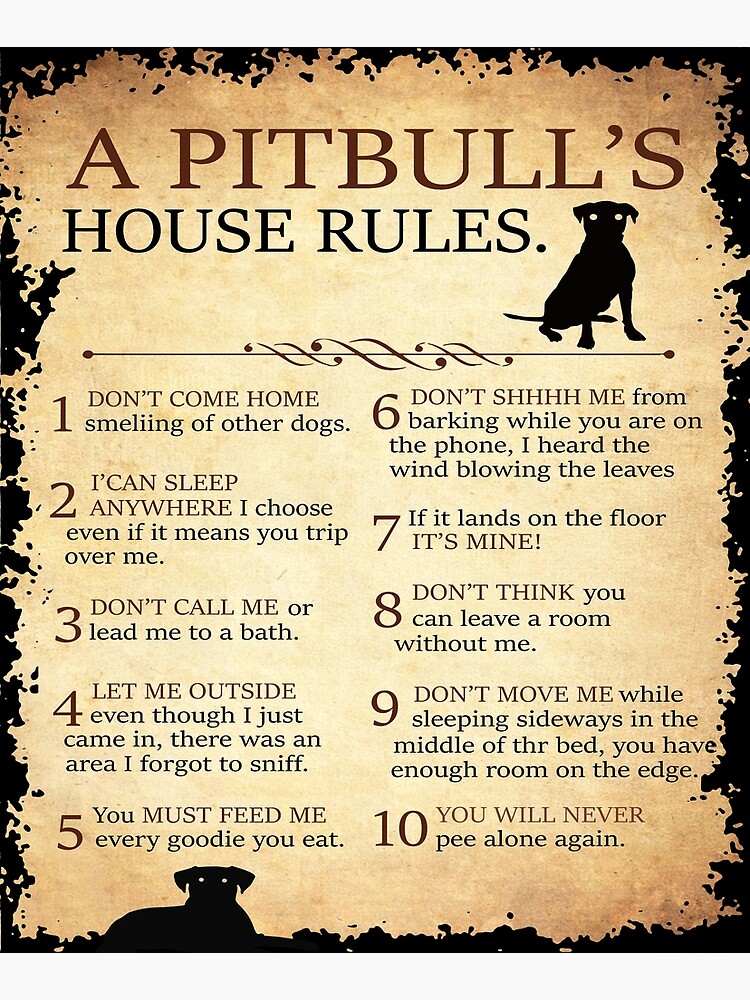 "A Pitbull's House Rules" Poster for Sale by HelgaSchwarz | Redbubble