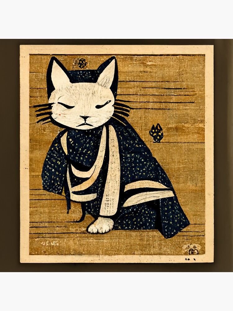 "Japanese cat in robes " Sticker for Sale by GreatHam | Redbubble