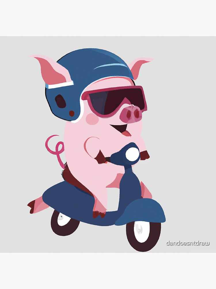"Cute Pig Riding a Scooter" Sticker for Sale by dandoesntdraw | Redbubble