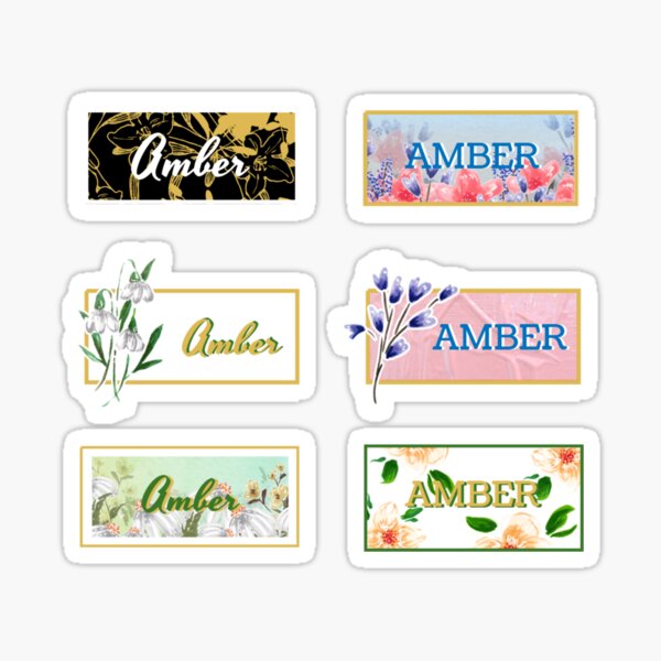"Amber name sticker for hydro flask, name sticker image, sticker pack ...