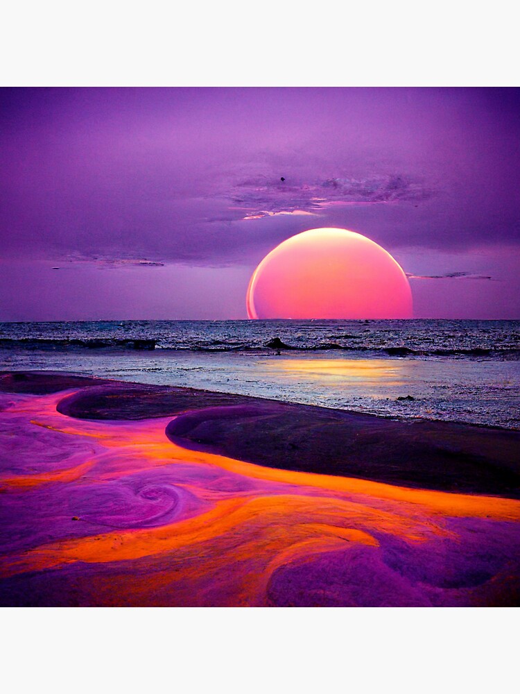 "Psychedelic sunset at the beach" Sticker for Sale by GreatHam | Redbubble