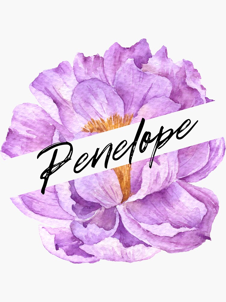 "Penelope personalized name in purple flower for birthday gift" Sticker ...