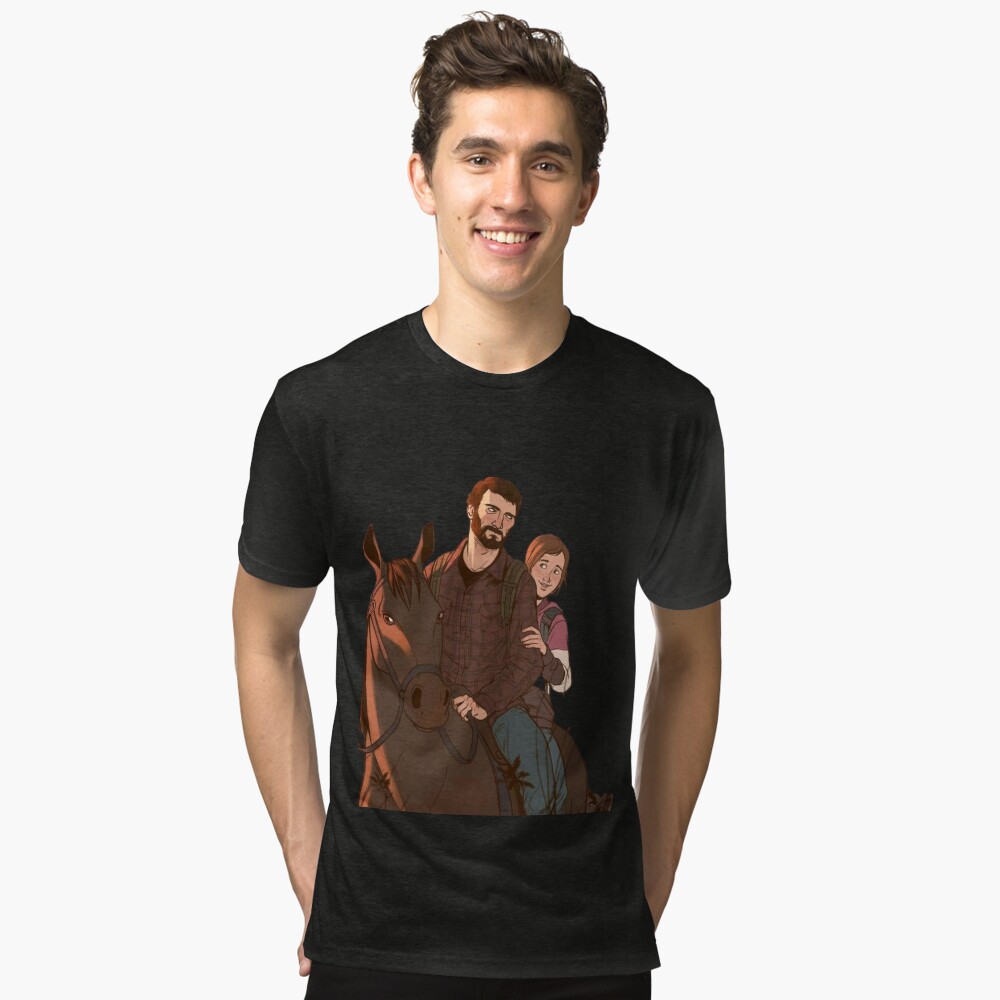 " ellie and joel riding a happy horse!" Sticker for Sale by jack-book ...