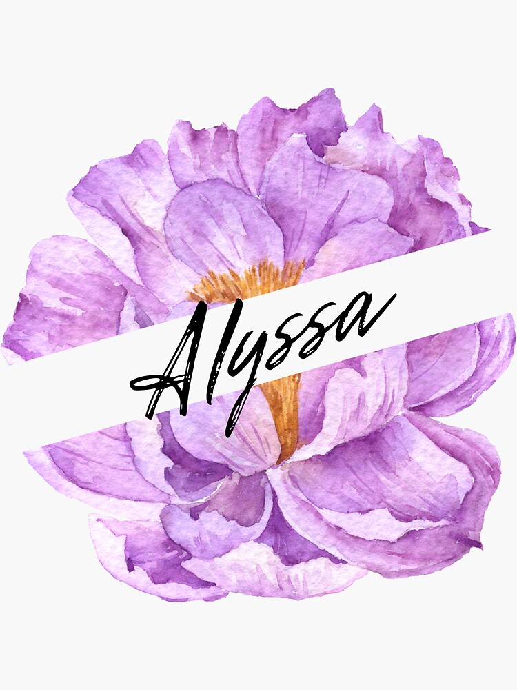 "Alyssa personalized name in purple flower for birthday gift" Sticker ...
