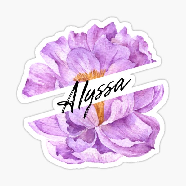 "Alyssa personalized name in purple flower for birthday gift" Sticker ...