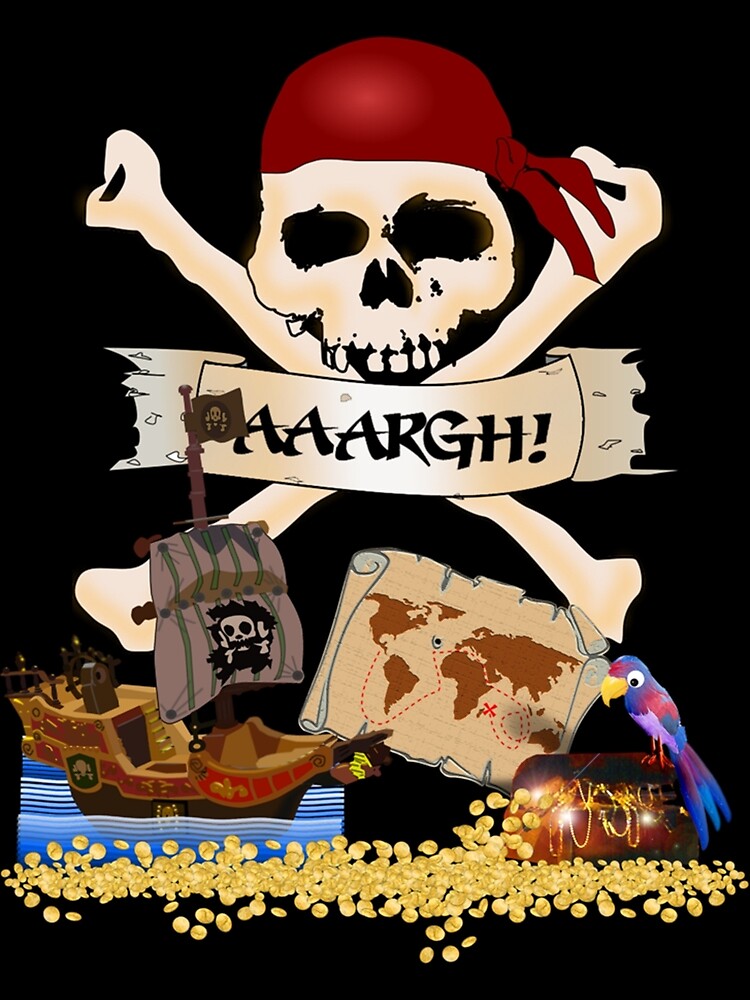 "Pirate Icons - Jolly Roger, Treasure Chest, Pirate Ship" Art Print for ...