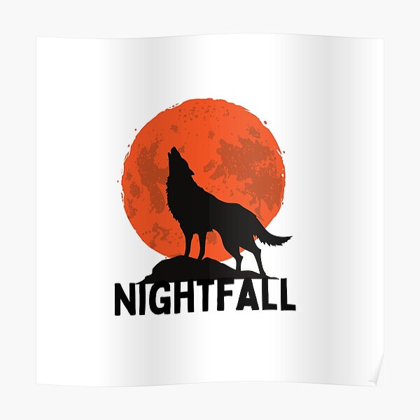 "Nightfall wolf howling at the moon design" Poster for Sale by ...