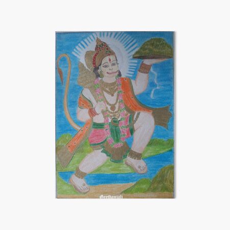 "Painting of hanuman,done in A4 size paper using colourpencil and gel ...