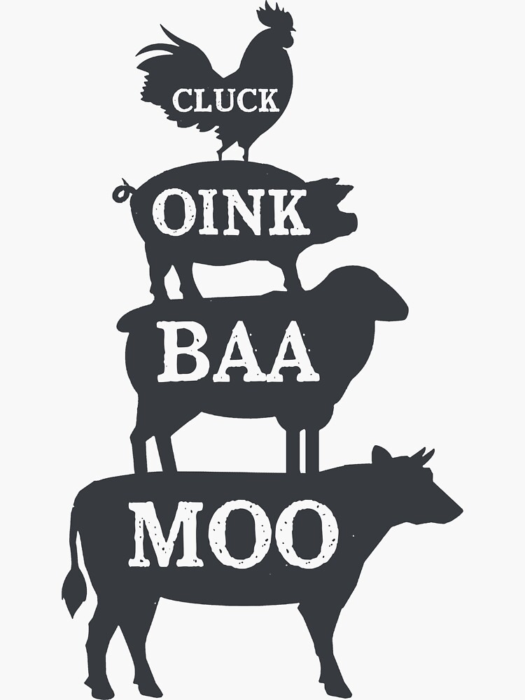 "Cluck Oink Baa Moo - Funny Farm Animals" Sticker for Sale by ...