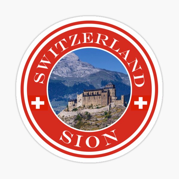 "Switzerland Sion Medieval Castle - Passport Stamps Collection" Sticker ...