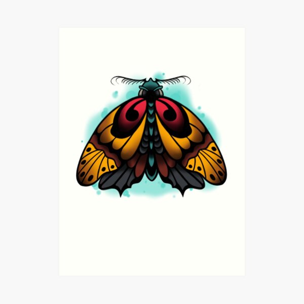 "Neo traditional moth tattoo design" Art Print by TheInkSmith | Redbubble