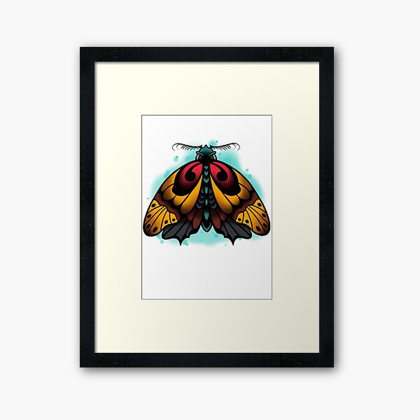 "Neo traditional moth tattoo design" Framed Art Print for Sale by ...