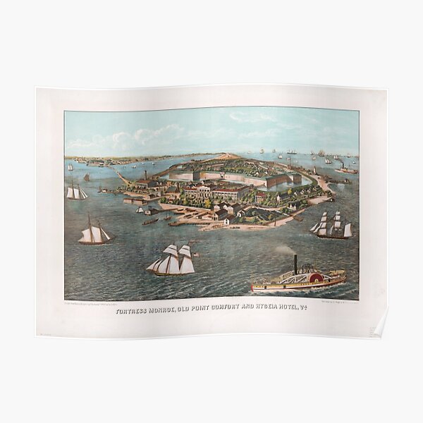 "Vintage Pictorial Map of Fort Monroe Virginia" Poster for Sale by ...