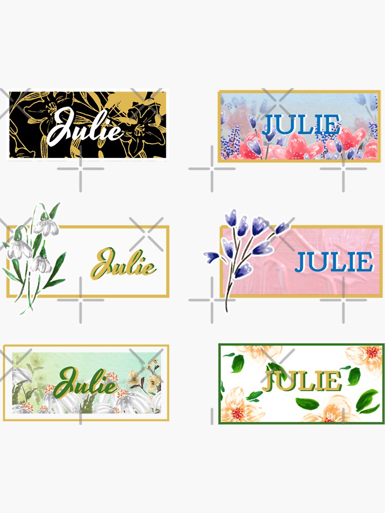 "Julie name sticker for hydro flask, name sticker image, sticker pack ...