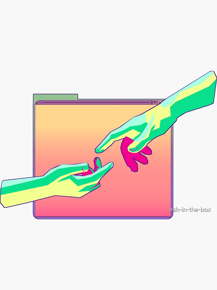 "vaporwave screen hand touch" Sticker for Sale by ash-in-the-box ...
