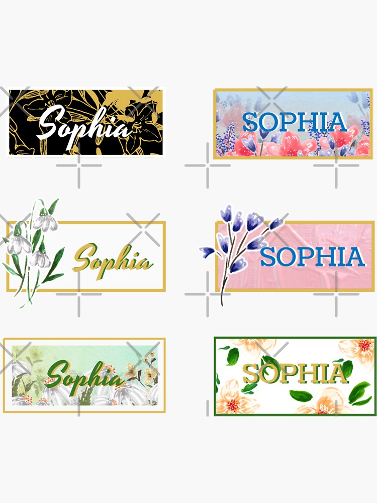 "Sophia name sticker for hydro flask, name sticker image, sticker pack ...
