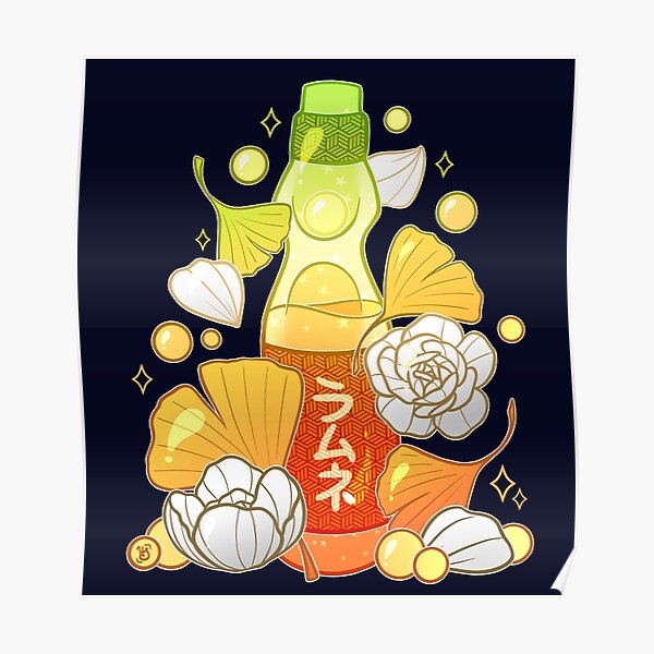 "Ginkgo Leaf Ramune Bottle" Poster for Sale by heysoleilart | Redbubble